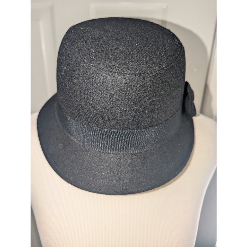 Black Bucket Hat with Bow Ribbon Accent | eBay UK