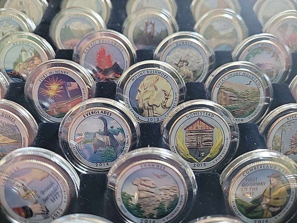 P.C.S. Complete Set 56 Colored State Quarters Collection In Wood ...