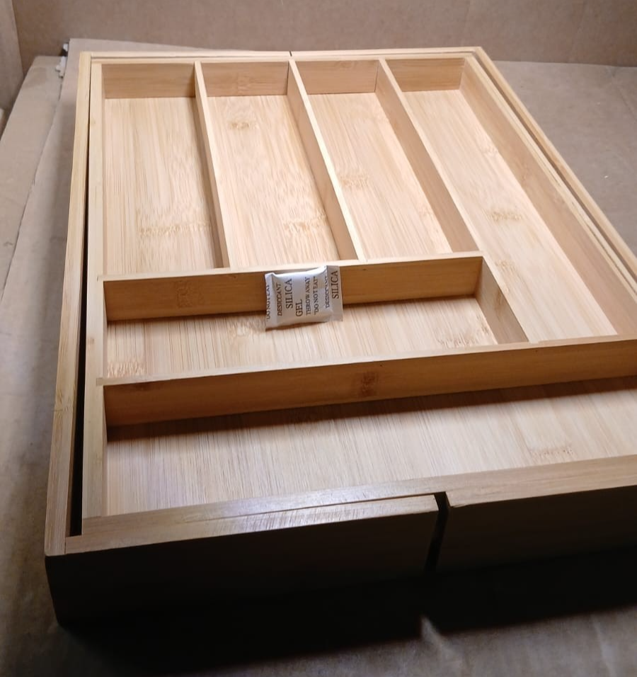 Harcas Bamboo Cutlery Tray. 6-8 Compartment Utensil Holder for Kitchen ...