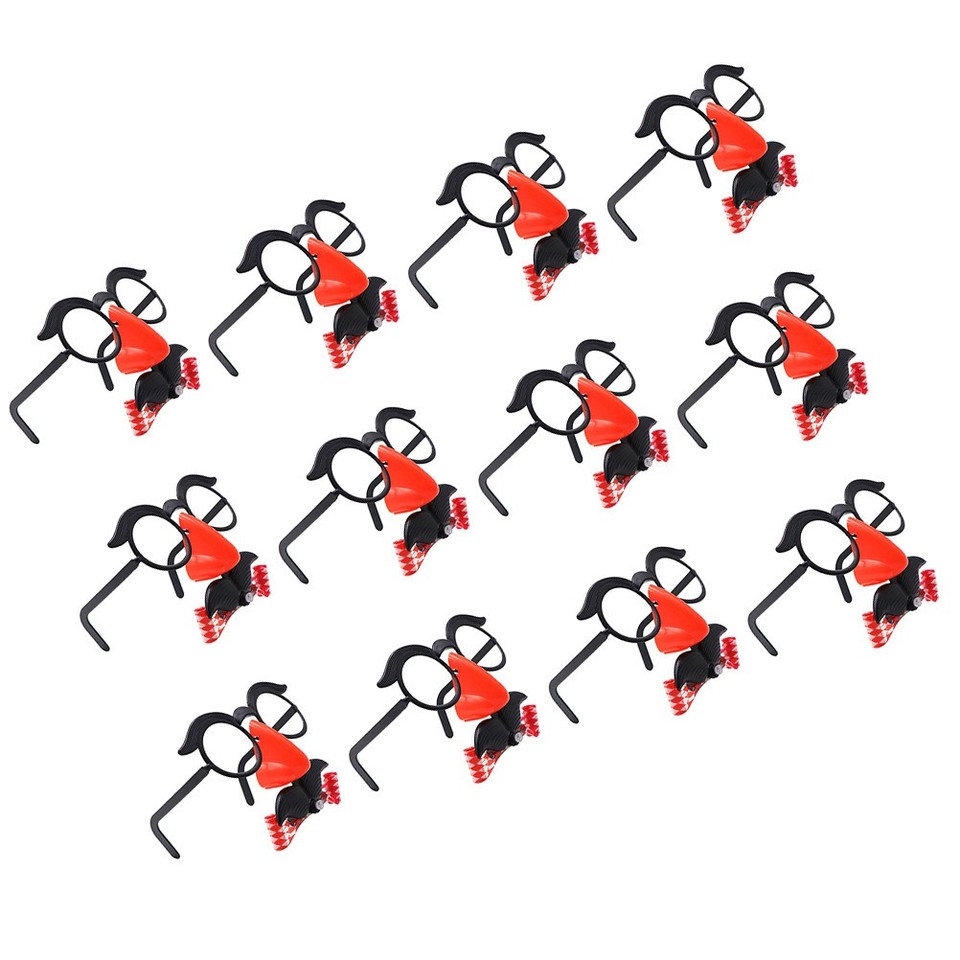 12 Pcs Funny Prank Glasses With Nose Mustache And Whistle For Halloween ...