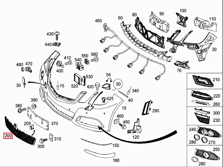 Genuine MERCEDES W212 Facelift Front Bumper Lower Center Grill ...