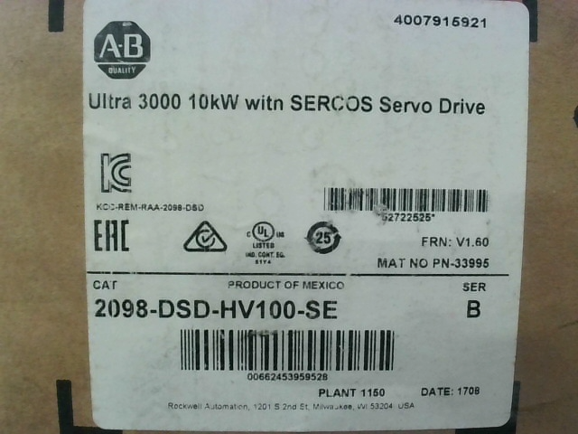 Allen Bradley 2098-DSD-HV100-SE Ultra 3000 Servo Drive 10KW - Factory ...