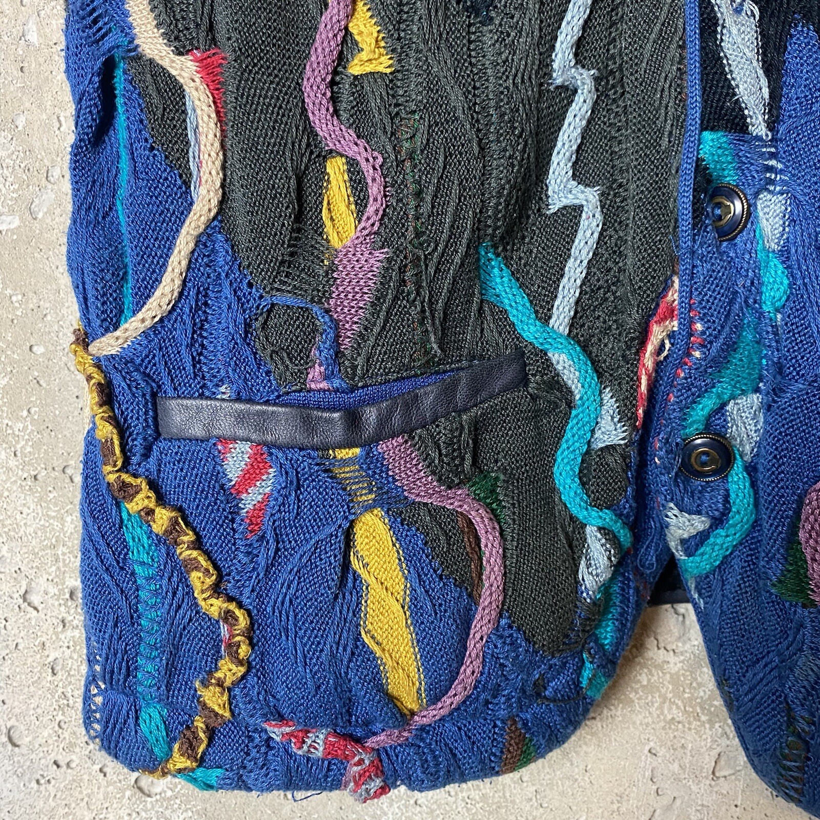 coogi australia authentic vintage blue yellow knit bl… - Gem