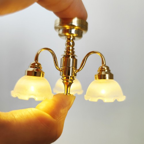 LED Royal Retro Lights Chandelier 1:12 Scale Dolls House Live Room ...