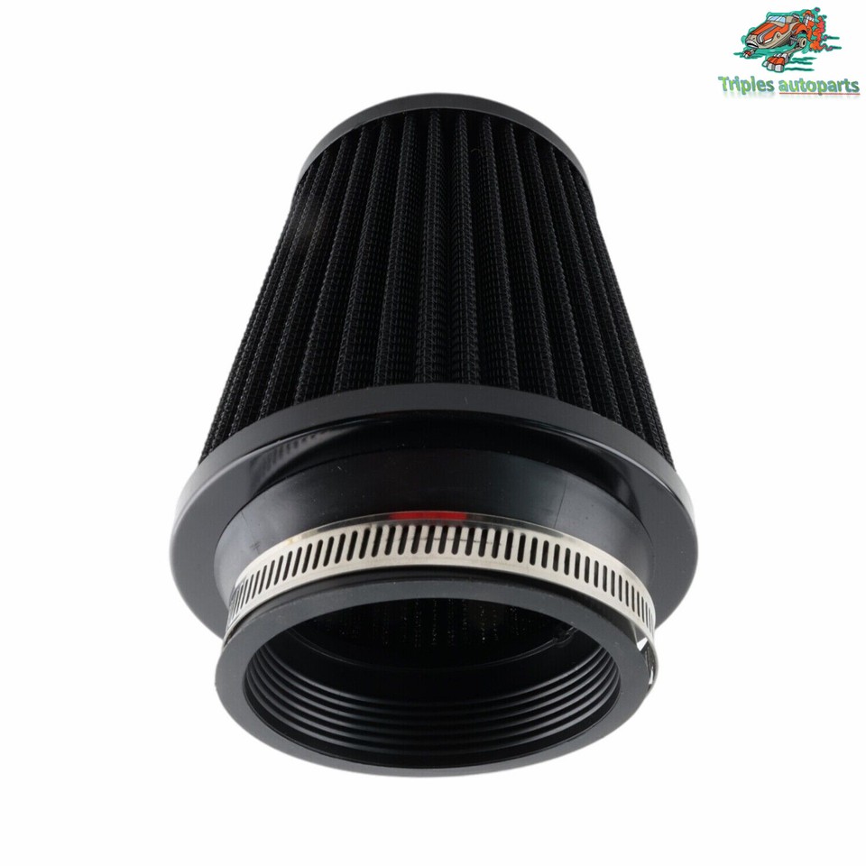 Black 3" High Flow Inlet Dry Air Filter Cold Air Intake Cone ...