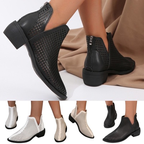 Womens Ankle Boot Back Zip Booties Outdoor Women Cut Out Breathable ...