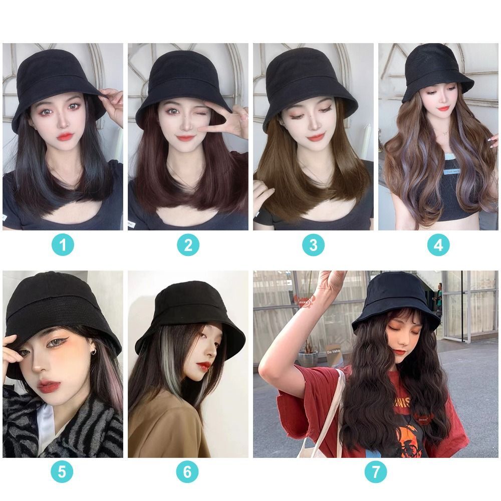 Wig Extend Adjustable Removable Hat Straight Hair Wig Fisherman's Cap ...