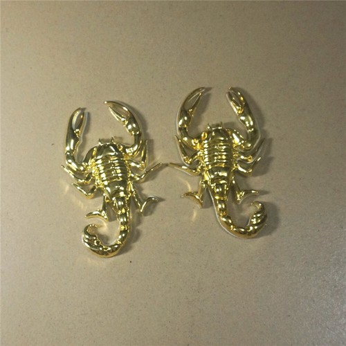 Pair Golden Chrome Scorpion Metal Emblem 3D Car Motorcycle Badge Decal ...