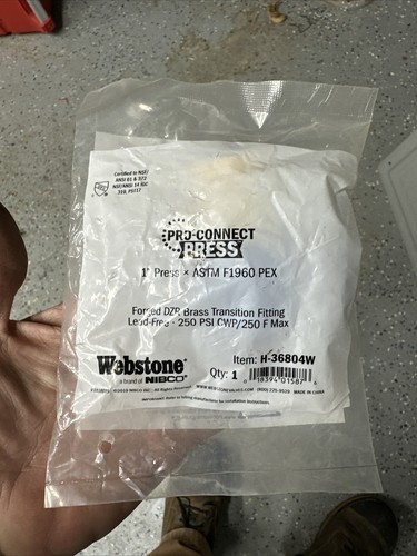 Nibco Webstone Pro-Connect 1" Press x F1960 Brass Transition Fitting H-36804W | eBay
