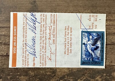 1988 - State Habitat Stamp ***NEBRASKA*** Hunting Permit License | eBay