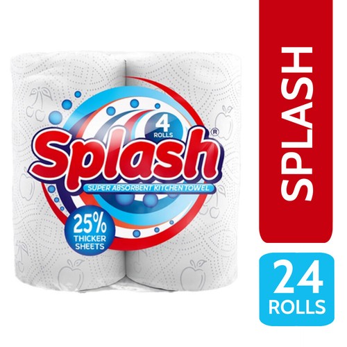 24 Kitchen Roll / Towel 2 Ply 10m Per Roll - Splash Super Absorbent ...