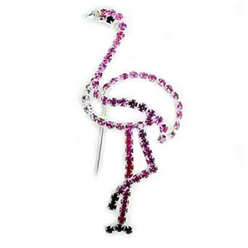 Pink Flamingo Pin All Rhinestones - Silvertone -RSP3093 | eBay
