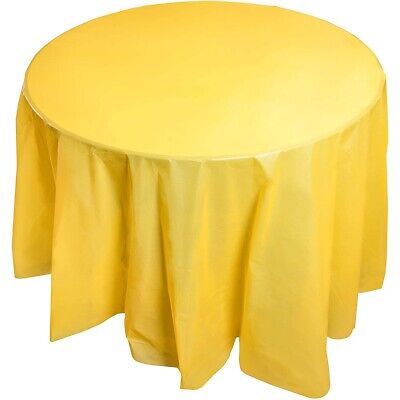 Juvale 12-Pack Round Yellow Plastic Disposable Tablecloth, 84", Party ...