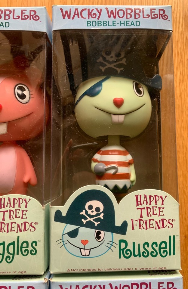 4PCS SET FUNKO HAPPY TREE FRIENDS WACKY WOBBLER RUSSELL FLIPPY GIGGLES ...