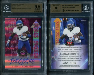 BGS 9.5 2019 Leaf Valiant Rising Stock Pink Darrell Henderson 14/15 G00 ...
