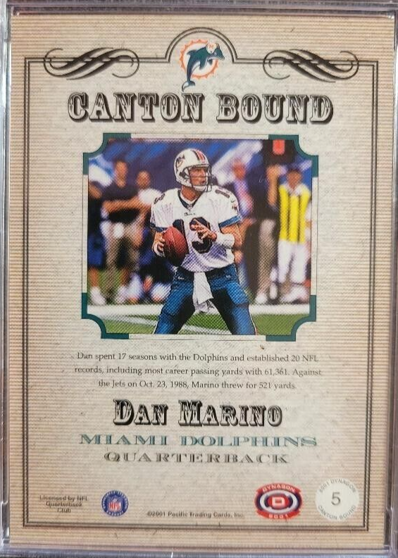 2001 Donruss Dynagon Canton Bound #5 Dan Marino Short Print 88/99 HOF Mint | eBay