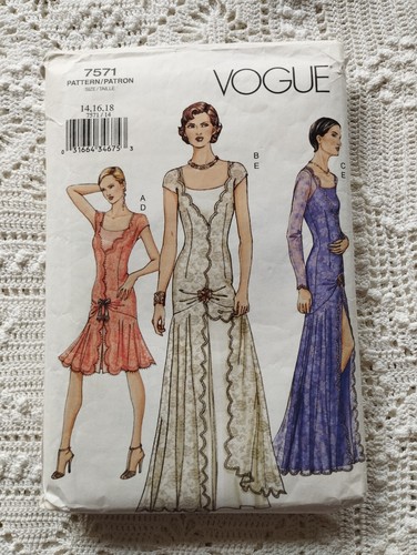 Vogue flapper / evening dress pattern 7571 bust sizes 36, 38, 40 | eBay