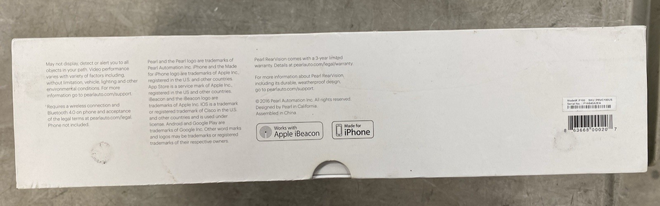 OPEN BOX Pearl Automation Rear Vision P100 License Plate Frame Backup ...