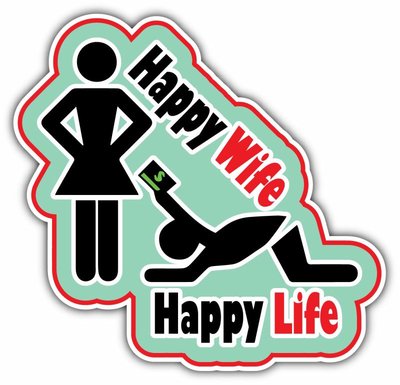 Happy Wife Life Husband Marriage Funny Car Bumper Vinyl Sticker Decal 5 ...