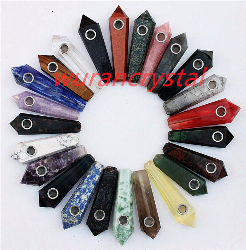 Natural Quartz Crystal Smoking Pipe Obelisk Point Rock Wand Reiki ...
