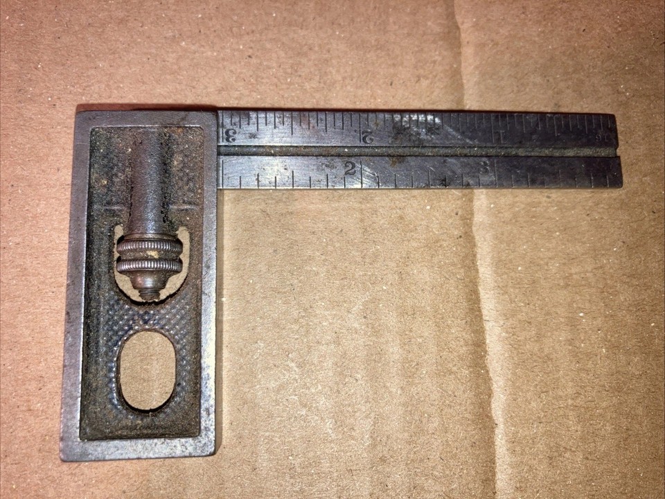The L.S.S Co,Starrett, Machinist Double Square w/4" Hardened Steel Rule ...
