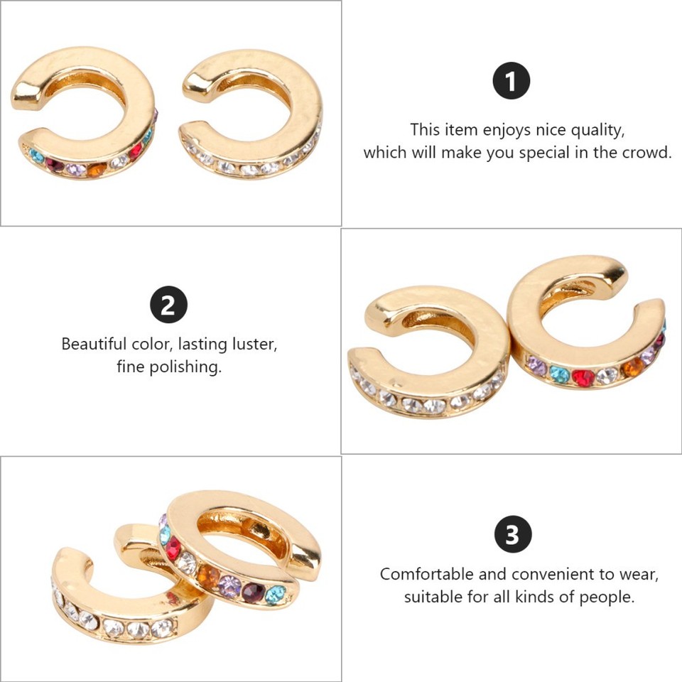 2 Pcs Earring Cuff Earrings for Women Non Piercing Letter Shaped Clips ...