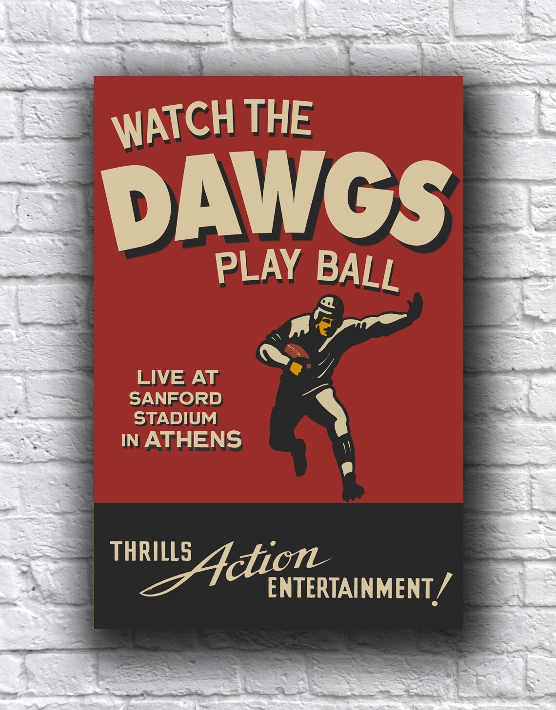 Georgia Bulldogs Dawgs Football Vintage Style Live in Athens Cardstock ...