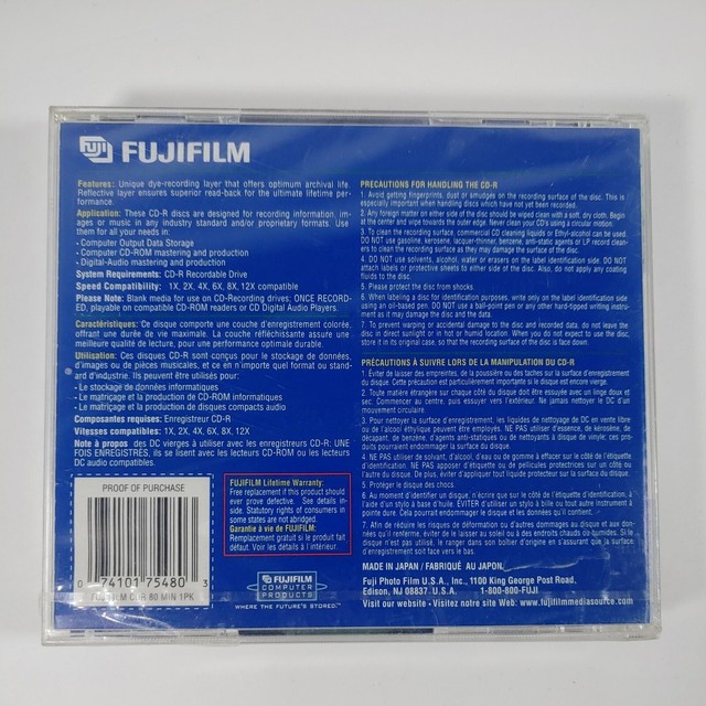 Fujifilm Cd-r 80 Min 700 Mb/mo 1x up to 16x Write Speed for sale online ...