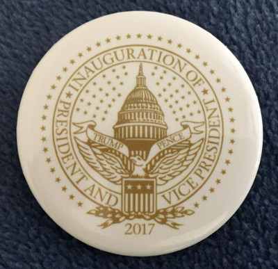 2017 DONALD TRUMP (OFFICIAL) 45TH INAUGURATION DAY (RARE) WHITE PIN ...