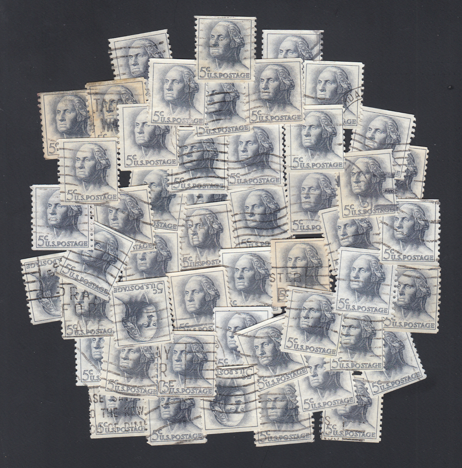 Postage Stamps for Crafting: 1962 5¢ George Washington, Blue Gray; 50 ...