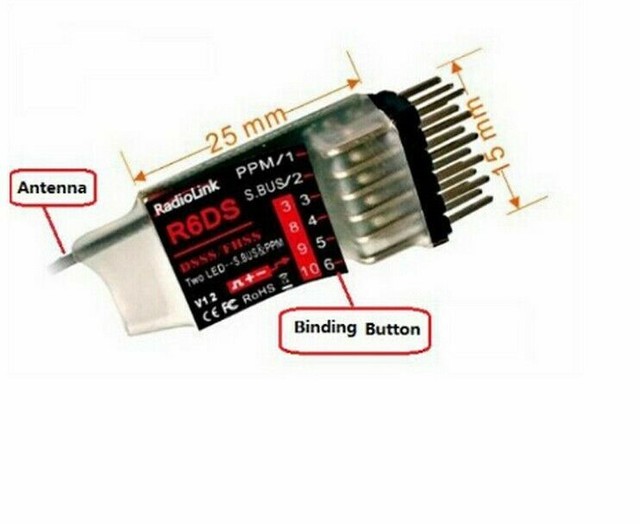 3ms Response R6ds Receiver 2.4g RX 6ch PPM RadioLink Output SBUS PWM ...