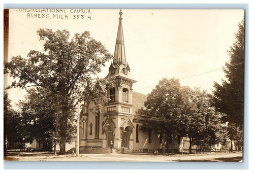 1916 Congregational Church Athens Michigan MI RPPC Photo Antique ...