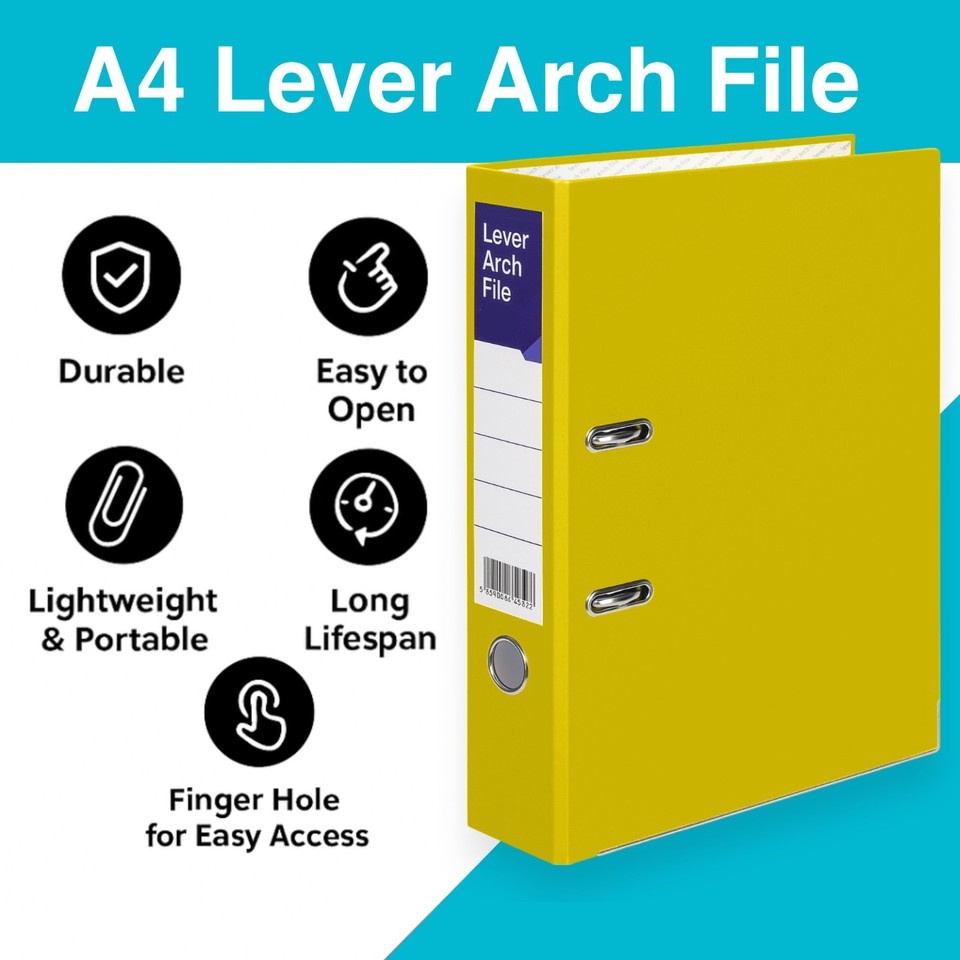 A4 Large Lever Arch Folder – 75mm Ring Binder for Paper & Document ...