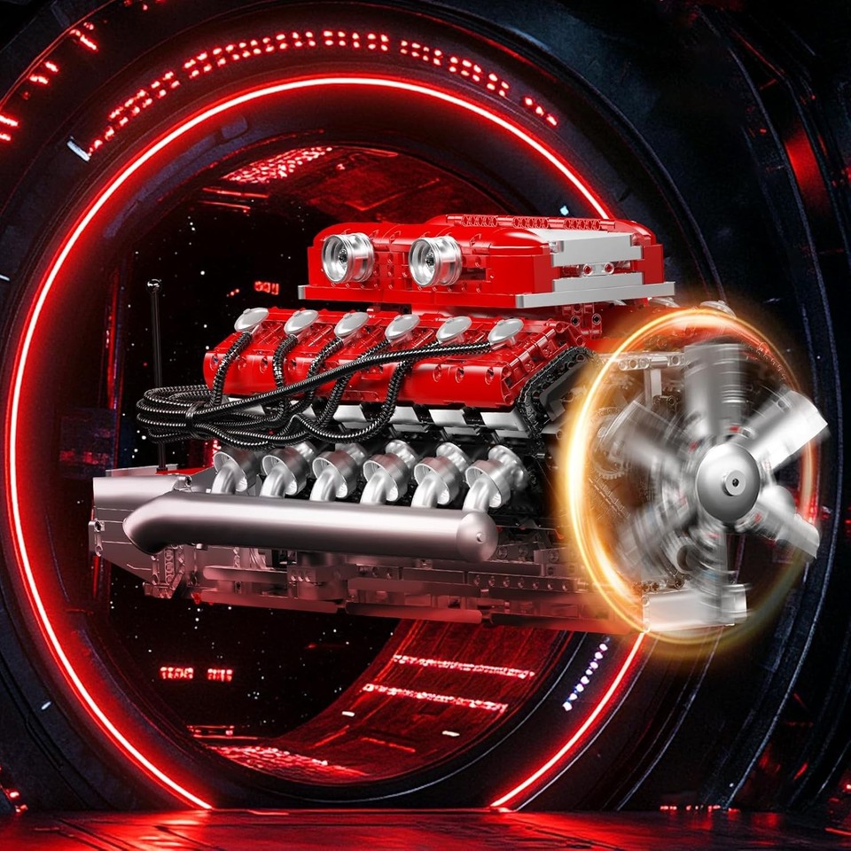 V12 Engine Model Kit That Runs, MOC Engineering Model Building Kit with ...
