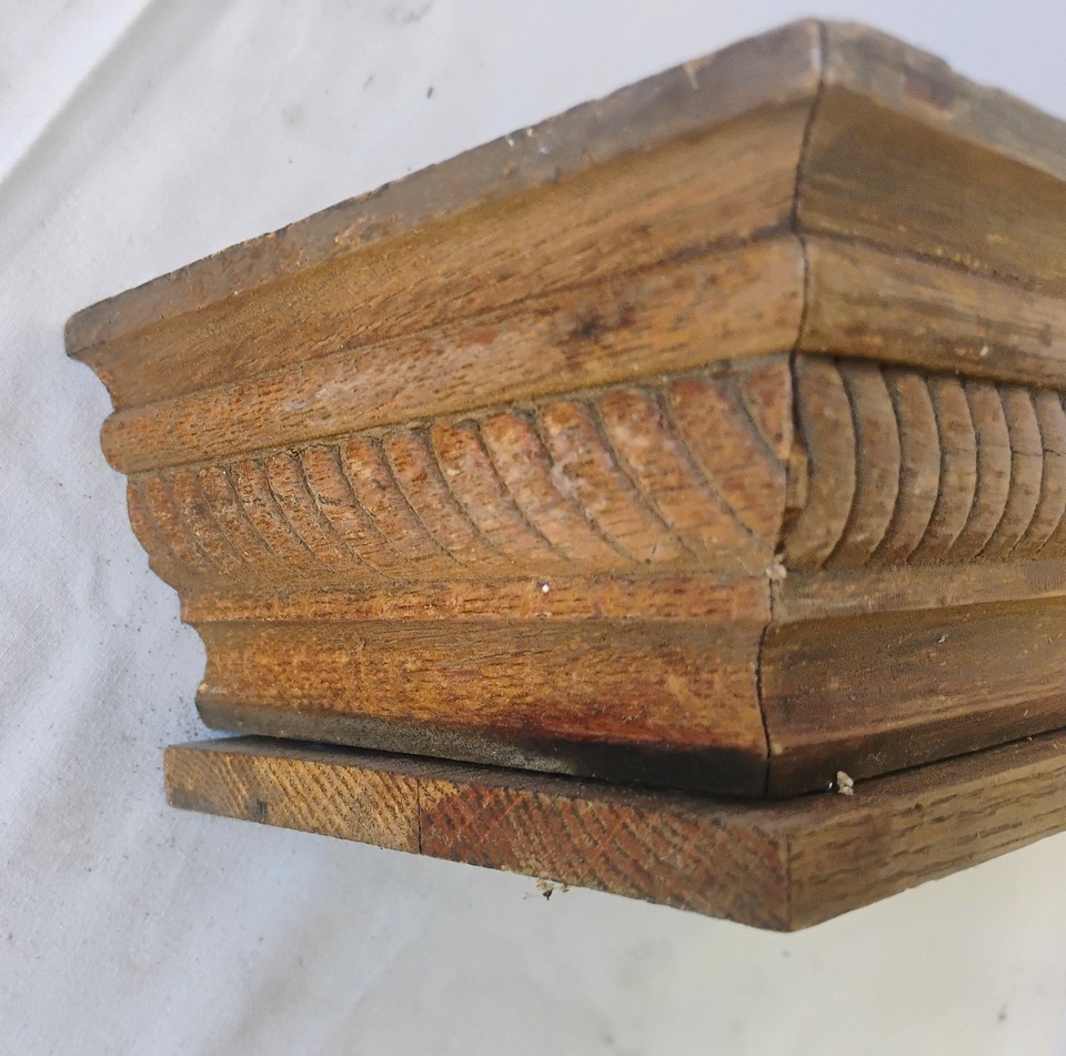 Antique Oak Wall Clock Top Pediment Trim Crest Part | eBay