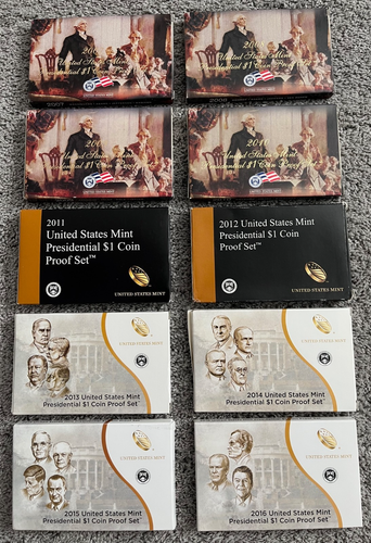 Complete US Mint Presidential Dollar Proof Set Sets 2007 to 2016 With ...