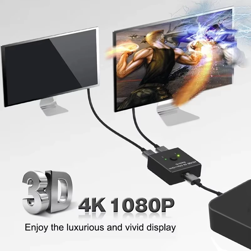 HDMI Bi-Directional Splitter Switch 1 In to 2 Out OR 2 Input 1 Output ...
