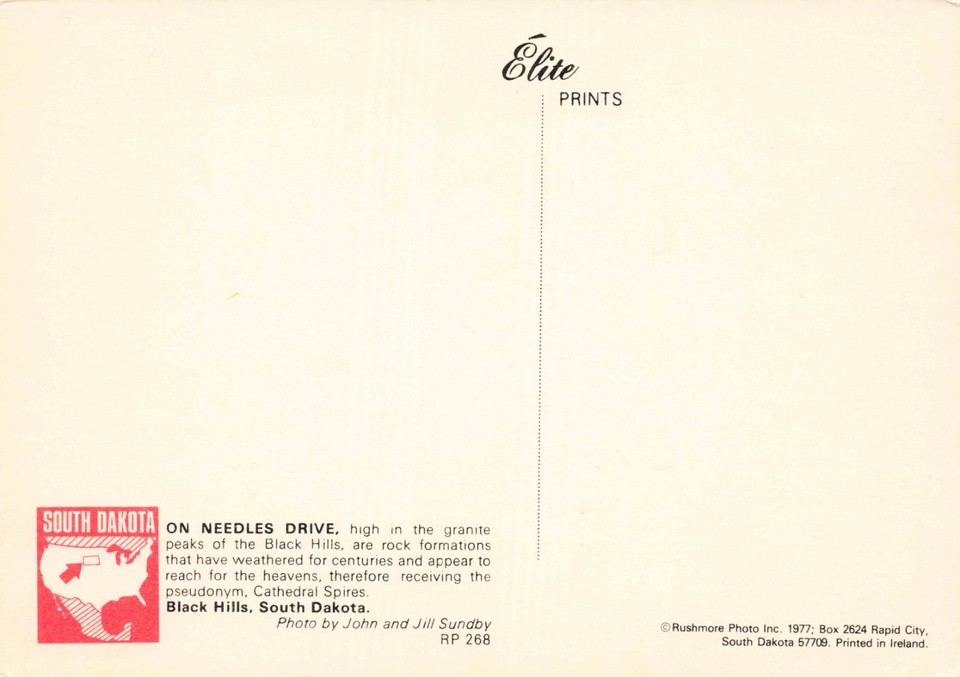 South Dakota Black Hills Needles Drive Vintage Continental Postcard ...
