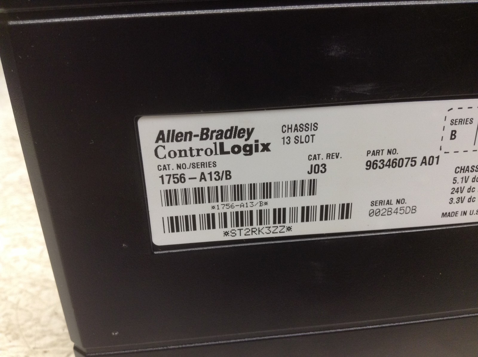 Allen Bradley 1756-A13/B Ser B Rev J03 ControlLogix 13 Slot Rack ...