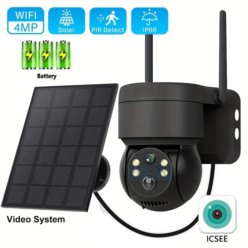 ICSEE Solar Battery Powered Wireless WiFi Pan/Tilt Home Security Camera ...