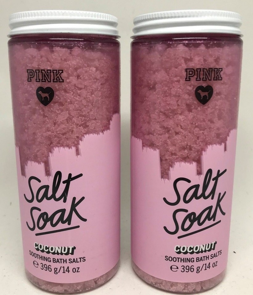 2 Victoria's Secret Pink Salt Soak Coconut Soothing Relaxing Bath Salts ...