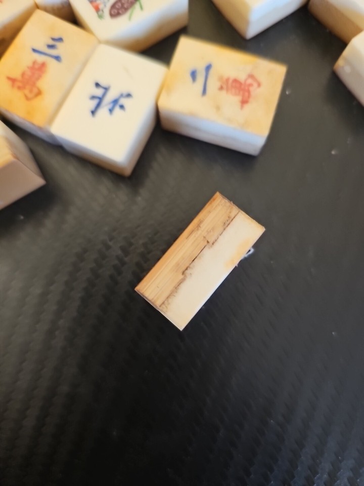 Vintage Mahjong Mah Jong Bone & Bamboo Tiles Pieces Replacement Lot of ...