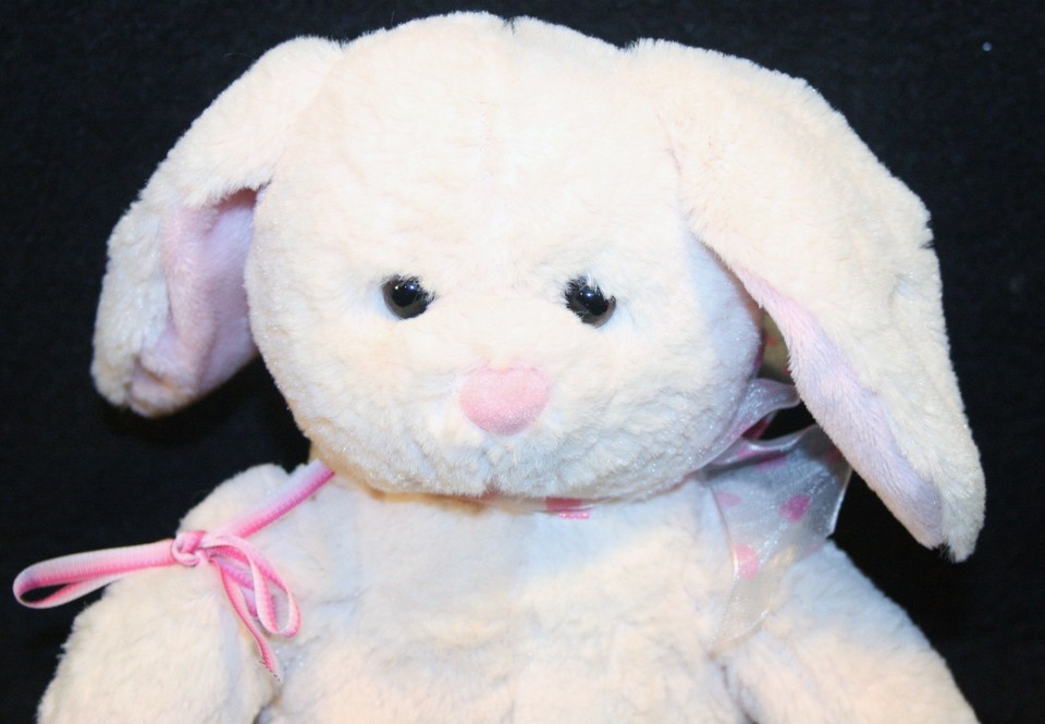 Plush Bunny Rabbit Pink Ears Nose Polka dot Bow Stuffed Lovey 7.5" | eBay