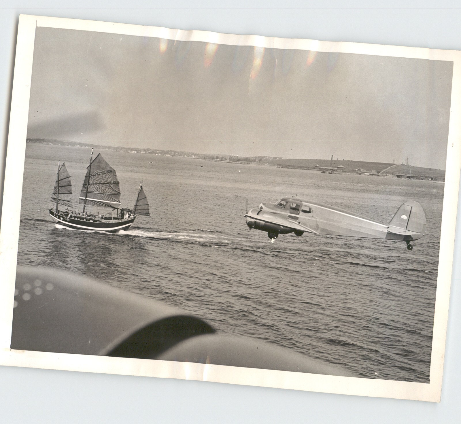 Plane POV of Old CHINESE SHIP 'Mon Lei' BOSTON Vintage 1946 Press Photo ...