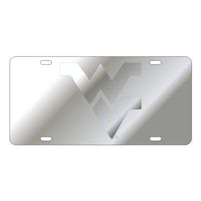 WVU WEST VIRGINIA Mountaineers Satin Silver Mirrored License Plate ...