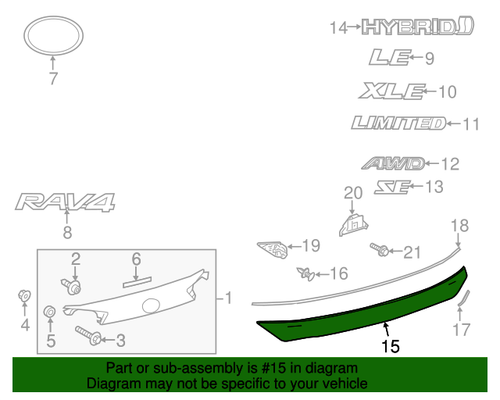 FACTORY TOYOTA RAV4 2016 2017 2018 LOWER TRIM BACK DOOR GARNISH ...