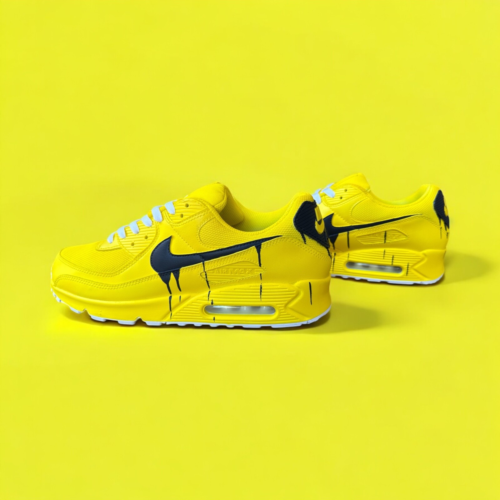Custom Nike Air Max 90 Sneakers / Dripped Shoe / Golden State / Indiana ...