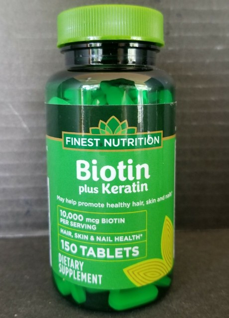 Finest Nutrition Biotin Plus Keratin 10 000mcg 150 Tablets Exp 03/22 ...