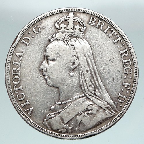 1892 GREAT BRITAIN UK Queen Victoria SAINT GEORGE Horse Silver Crown ...
