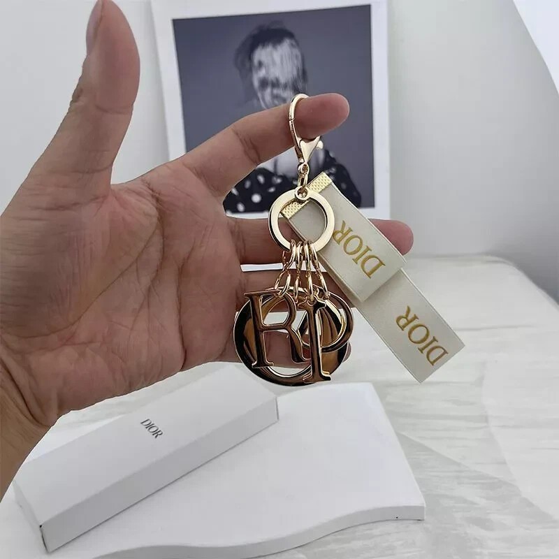 Dior Novelty Charm Gold Lucky Logo With diamond Keychain VIP Gift NEW ...